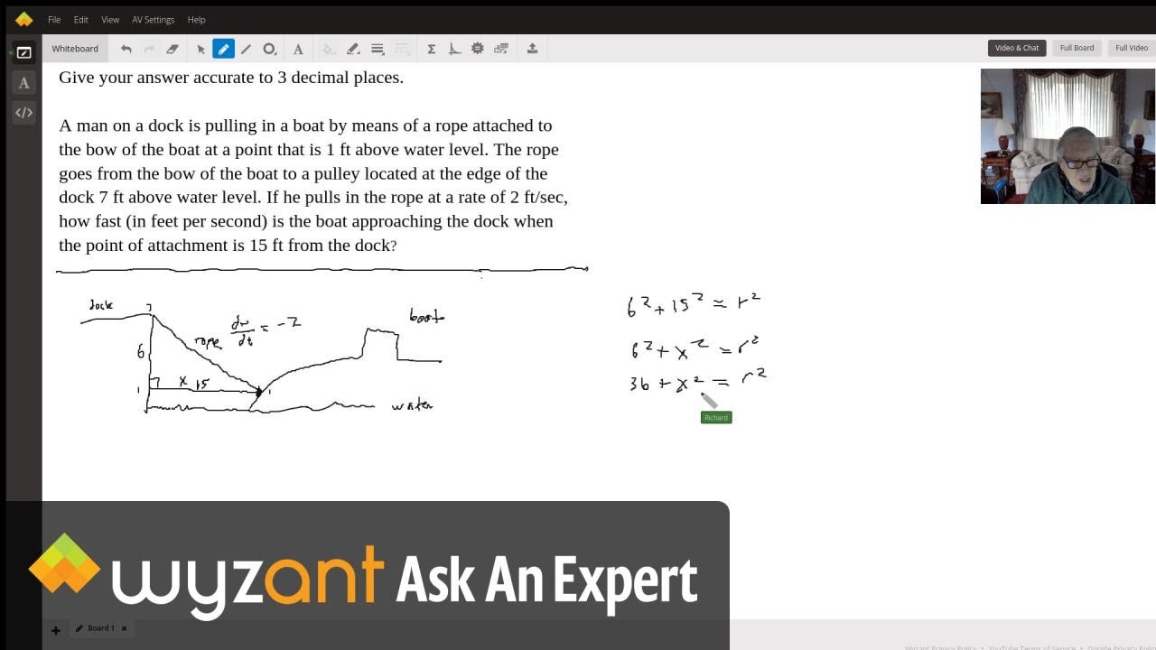 Solving a related rate problem using a right triangle