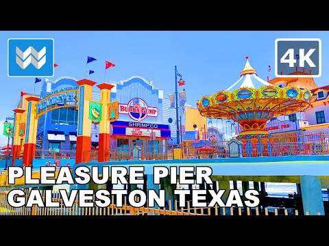 [4K] Historic Pleasure Pier in Galveston Island, Texas USA - Walking Tour & Travel Guide 🎧
