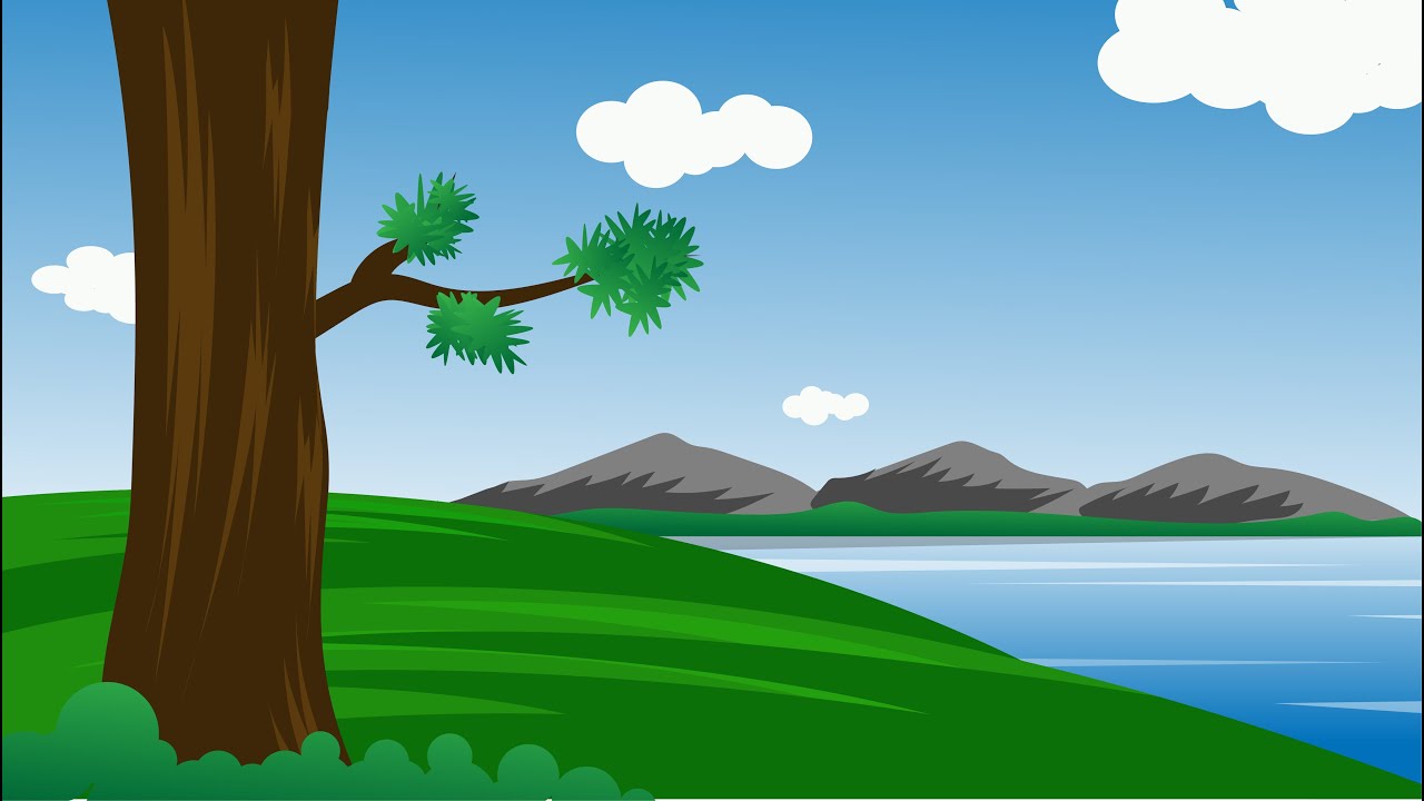 Beautiful Nature landscape design in adobe illustrator | Vector flat landscape illustration design
