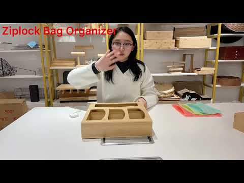 Kitchen Bamboo Ziplock Bag Storage Organizer And Drawer Dispenser Suitable For Gallon Quart Sandwich