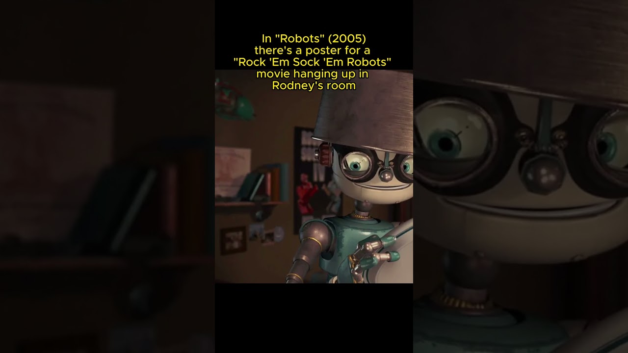 Robots (2005): A Nod to Nostalgia with the 'Rock 'Em Sock 'Em Robots' Movie Poster in Rodney's Room