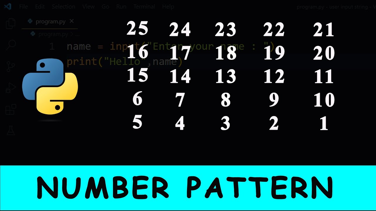 Python Program To Print Number Pattern in Square Shape | 15