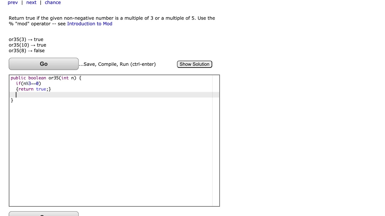 Java: CodingBat– Warmup-1– or35