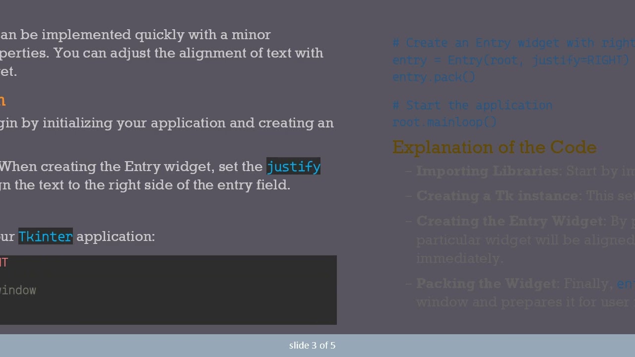 Aligning Text to the Right in a Tkinter Entry Widget