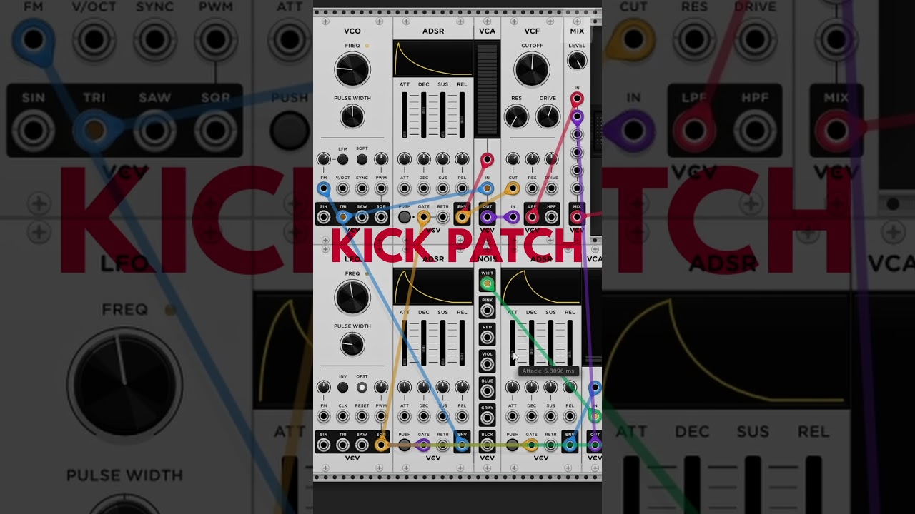 A simple Kick Patch in VCV Rack #vcvrack #modularsynth #sounddesign
