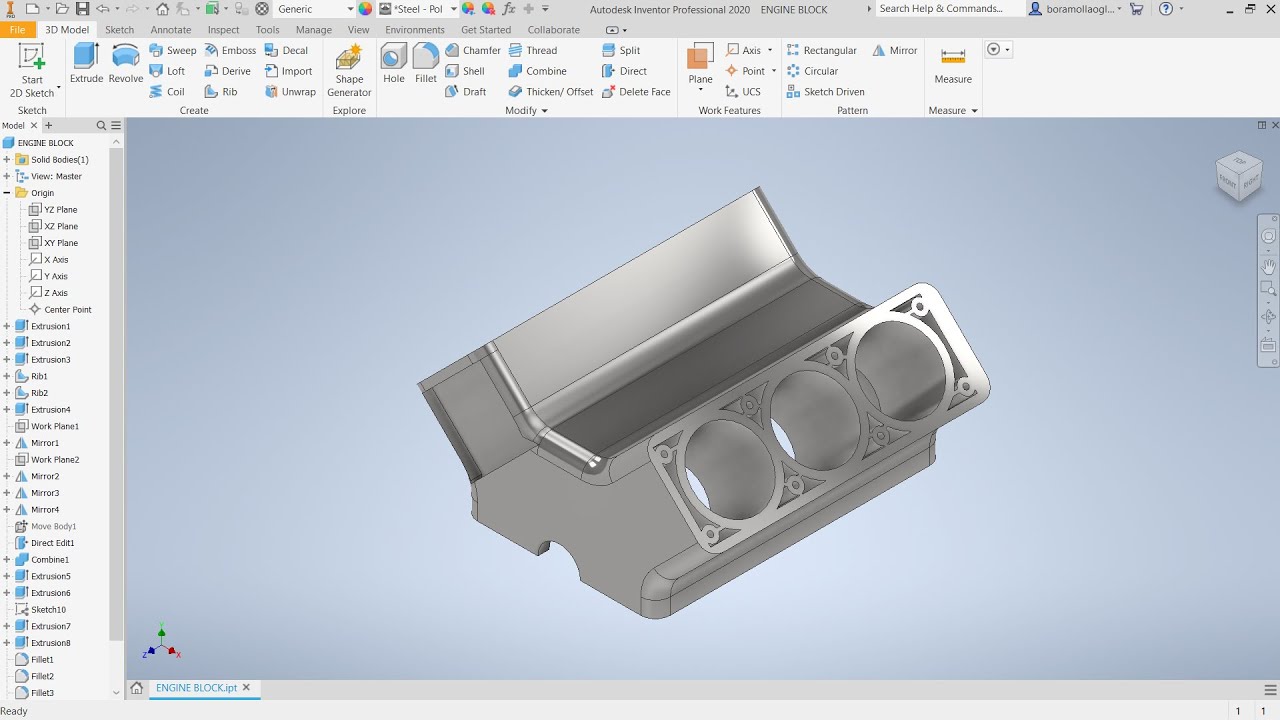 CREATE V6 ENGINE BLOCK USING AUTODESK INVENTOR