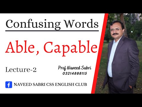 Able, Capable (Confusing Words-2) Lecture-2.5.2 in Urdu/Hindi