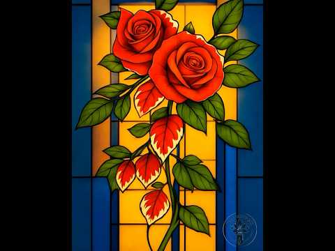 ✨ Watch the Roses Bloom – Stained Glass Floral Transformation 🌹 #ColoringBook #Flowers