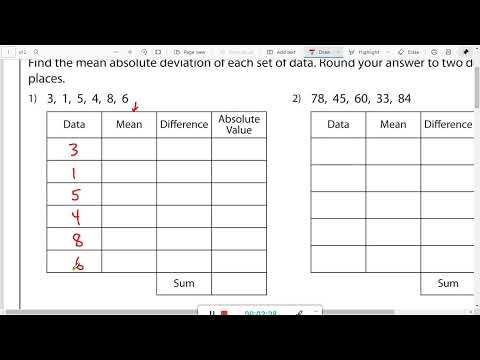 Mean absolute deviation Worksheet