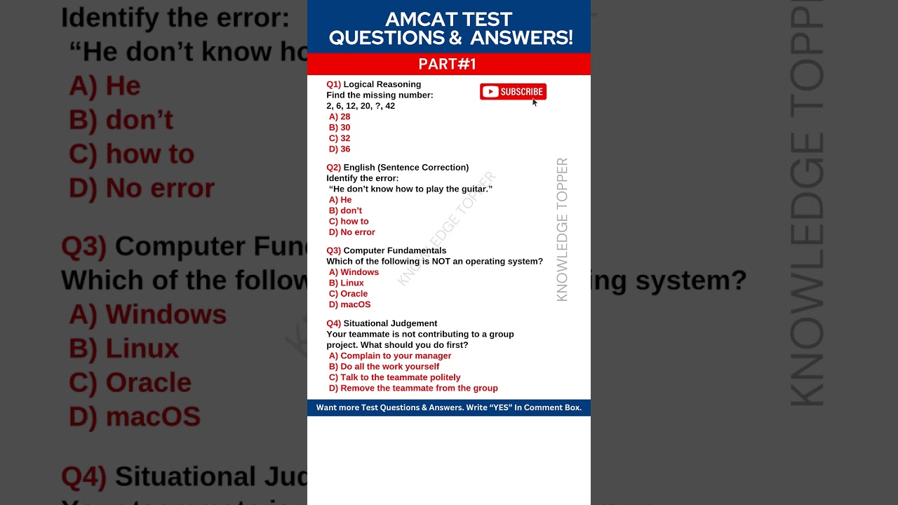 AMCAT Test Questions and Answers