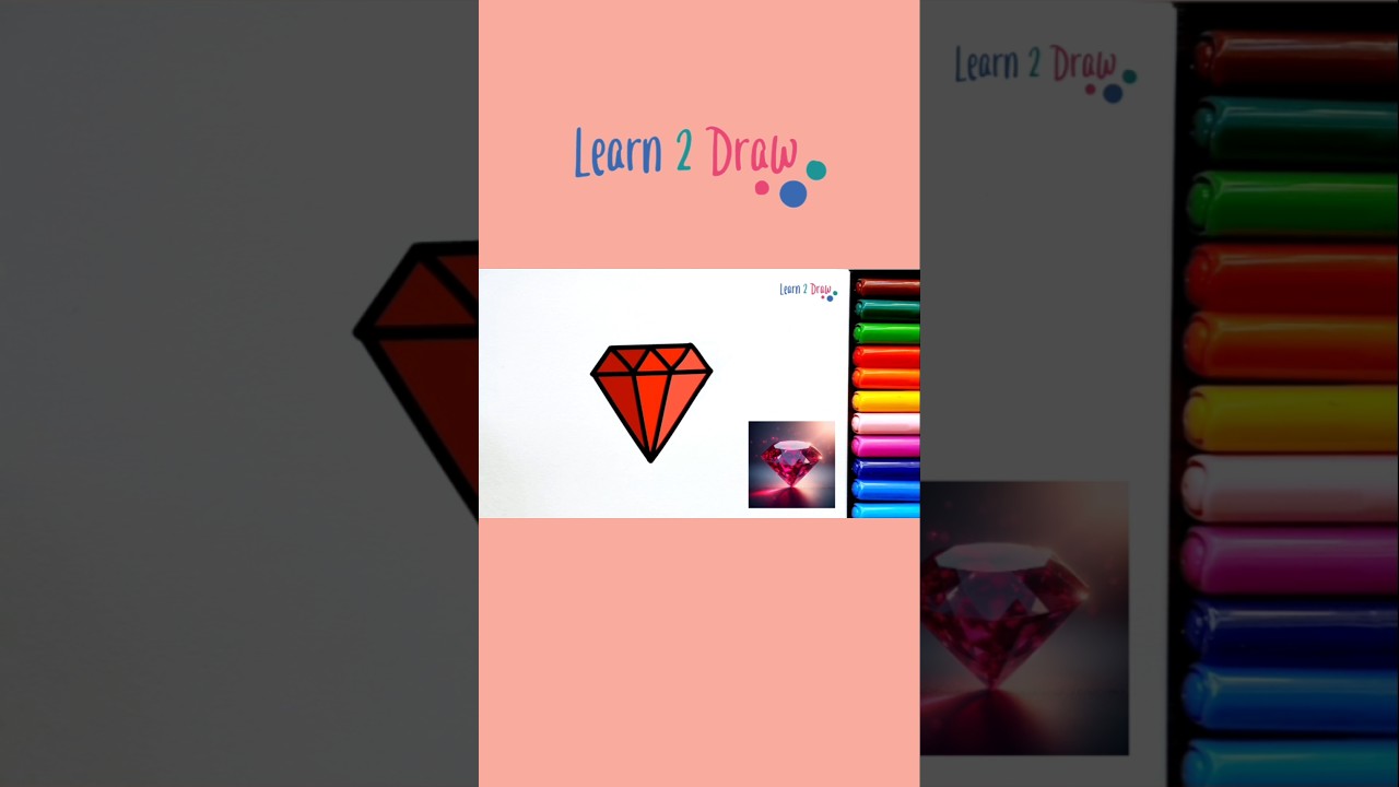 RUBY GEMSTONE 🔴 Drawing Very Easy #easydrawings #kidsdrawing #ruby