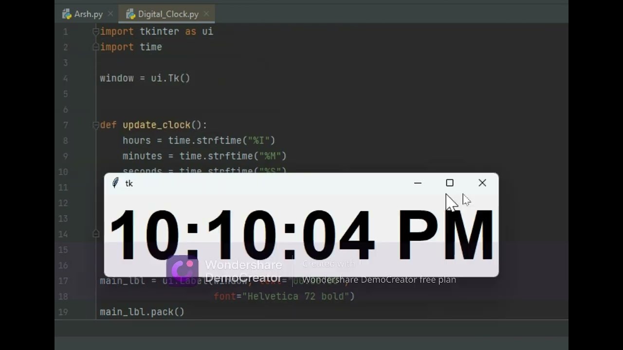 How to make digital clock in python, python tutorial for beginners, Easy programming.