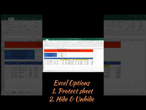 excel options-protect sheet- hide/ unhide #trendingshorts #excel #shortcutkeys #learning #exceltips