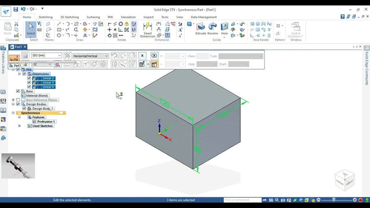 Solid Edge Basic Extrude Commands