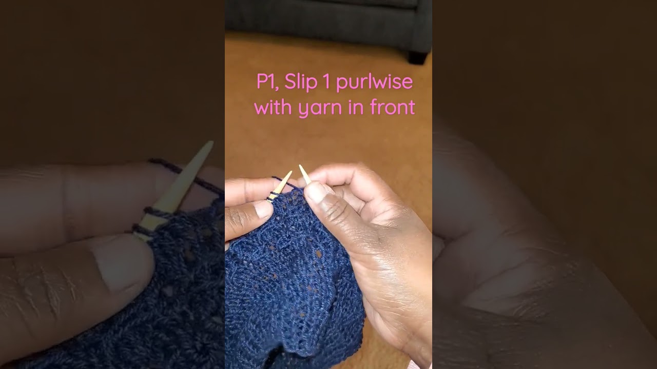 How to complete the Purl 1, SL1wyif for the ranunculus sweater