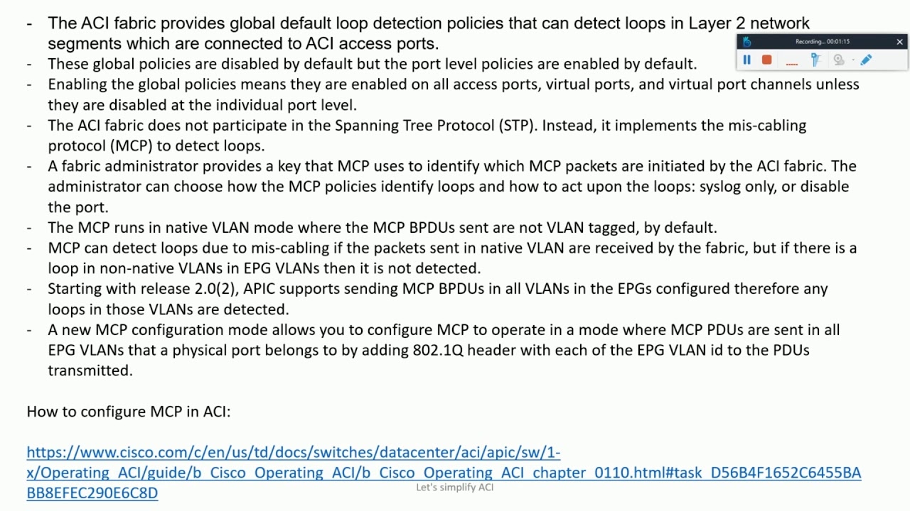 12 How L2 loop detection works using MCP policy in ACI