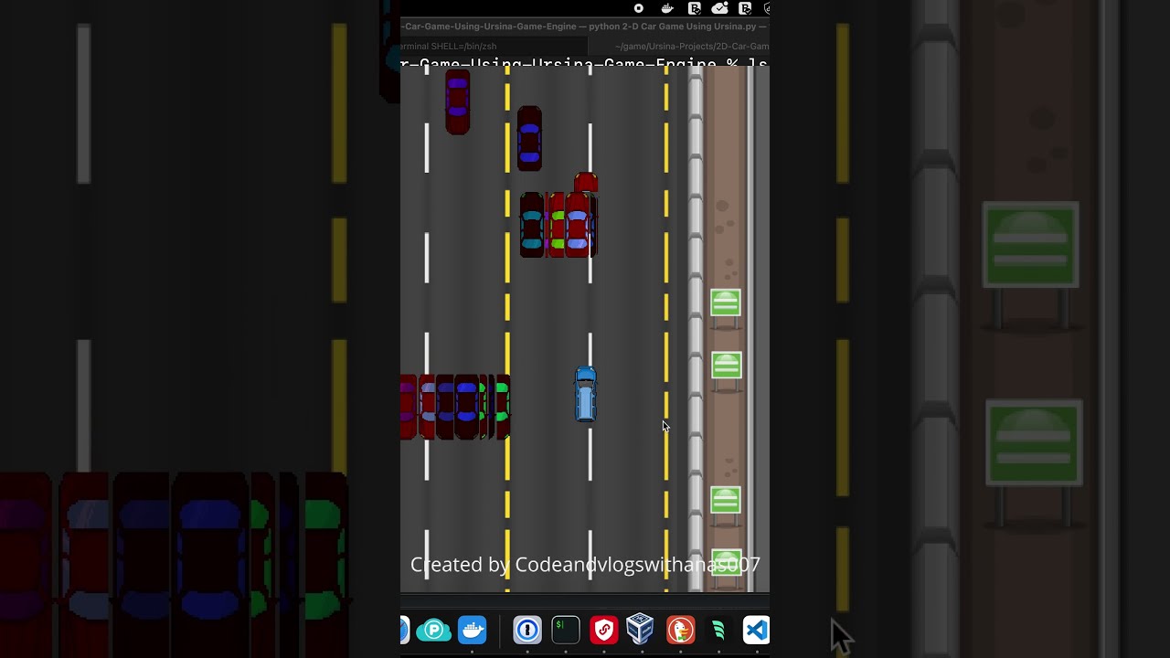 I created an 2D car game with Python and Ursina Engine. #shorts #coding #2025 # games