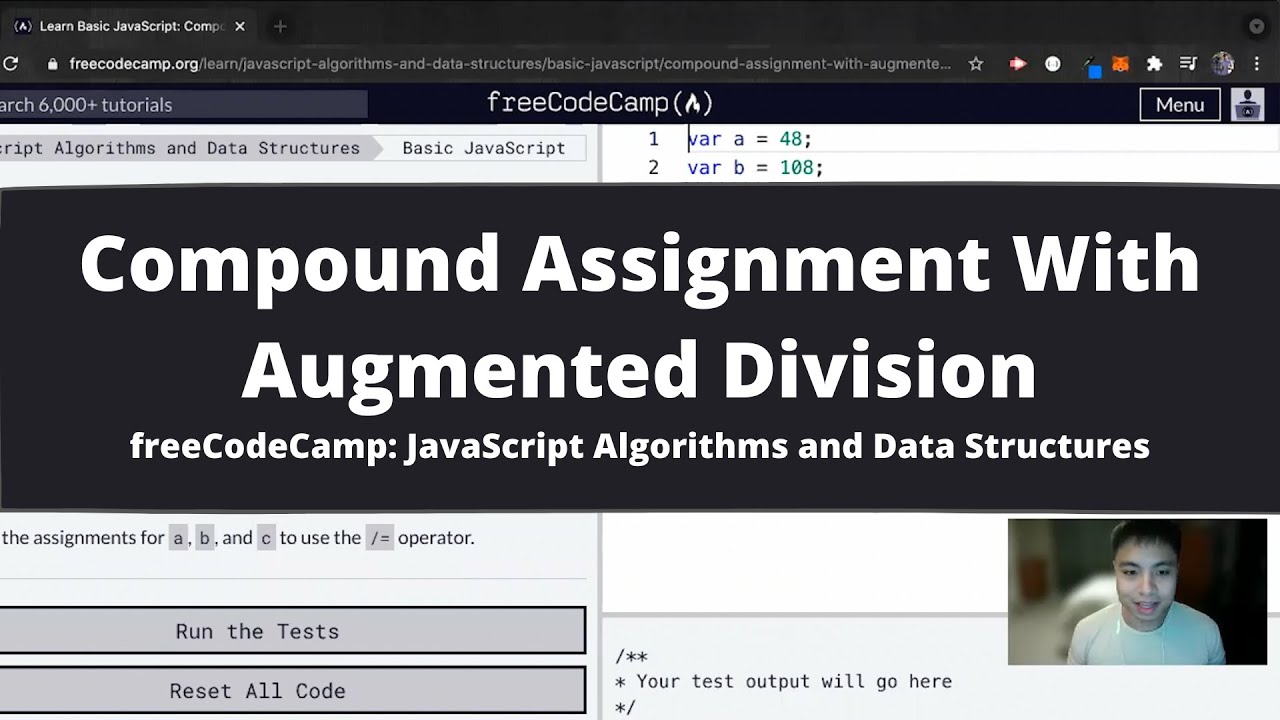 Compound Assignment With Augmented Division (Basic JavaScript) freeCodeCamp tutorial