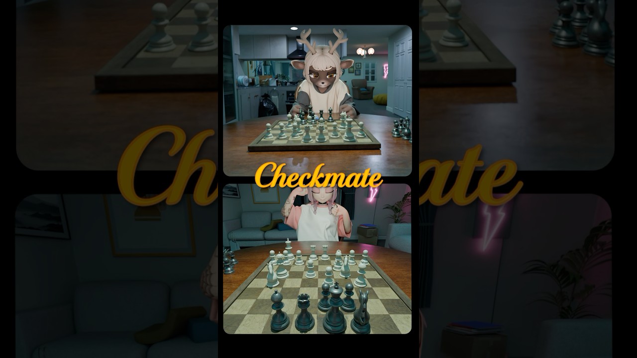 Checkmate - Original Short Animation #blender #3danimation #chess #anime #comedy