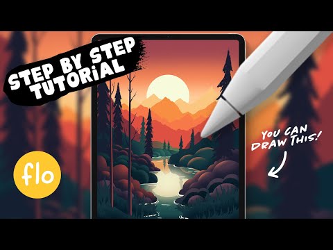 You Can Draw This Autumn Sunset Landscape in PROCREATE - Step by Step Procreate Tutorial
