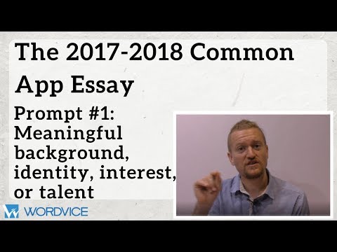 Writing the 2017-2018 Common Application Essay: Prompt #1