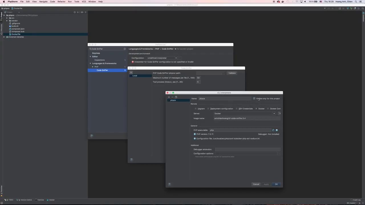PHPStorm Setup PHP Code Sniffer With Docker Container