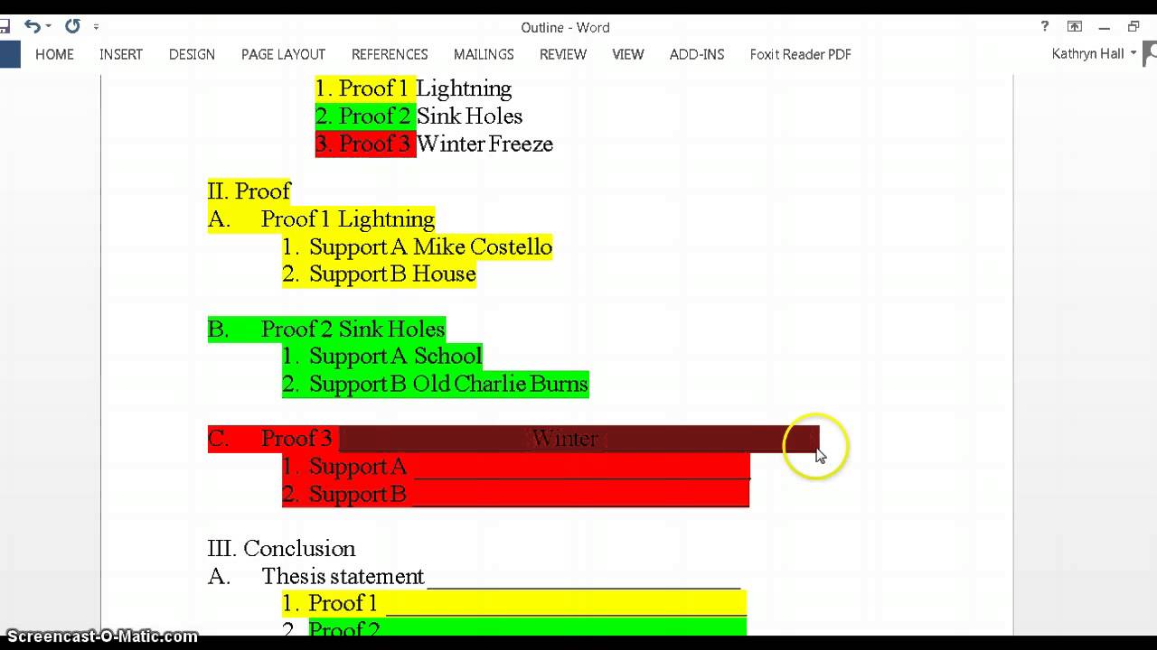 Basic Outline Format