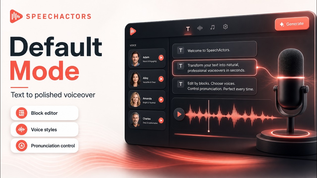 Default Mode in Speech Actors: Turn Text Into Voiceover