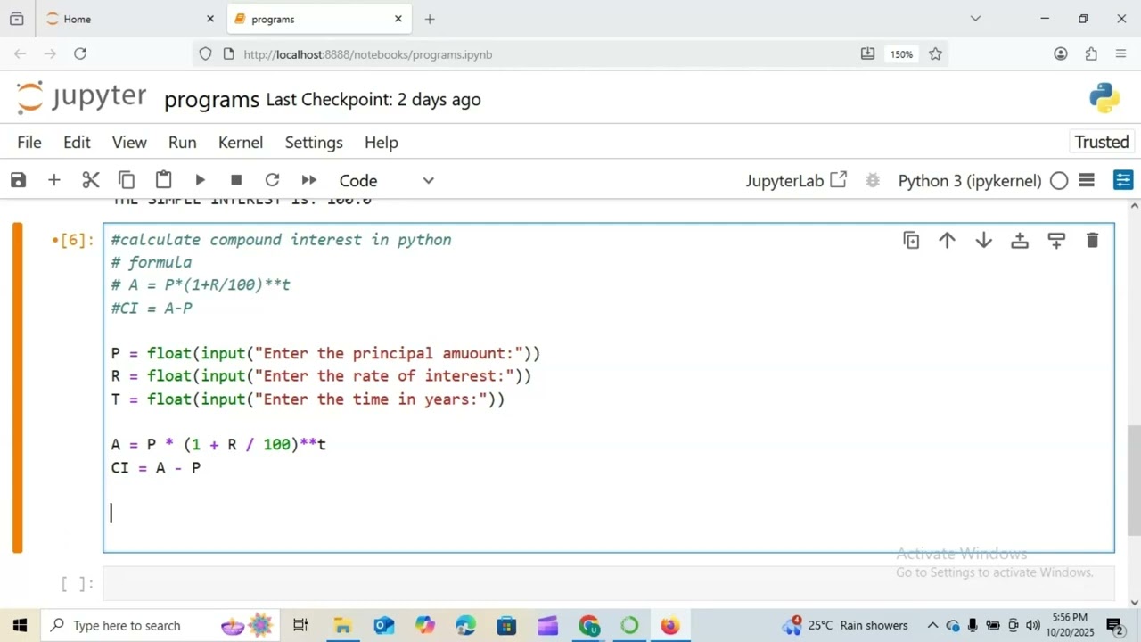 ⚡ Python for Beginners: Compound Interest Program Explained Easily!