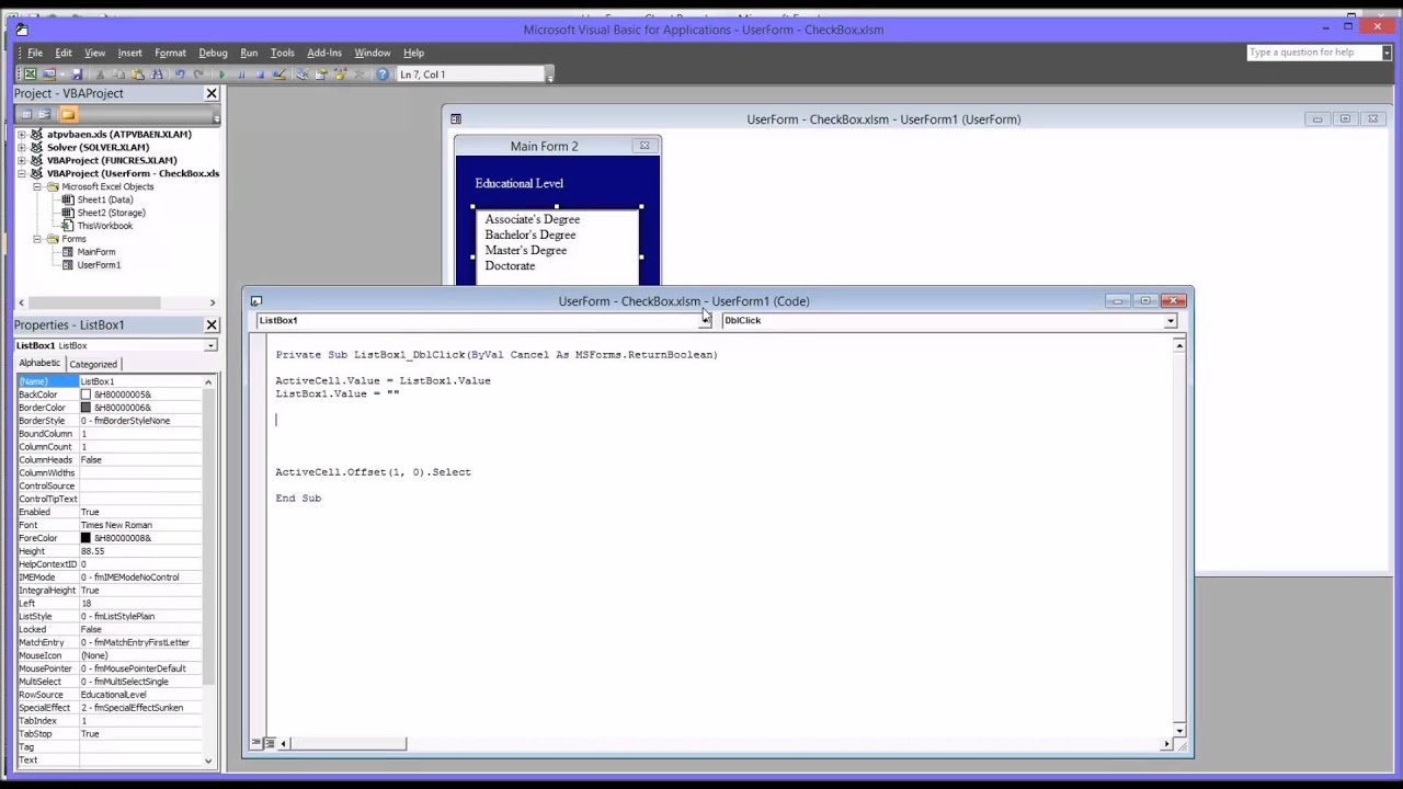 Configuring a CheckBox on an Excel VBA UserForm