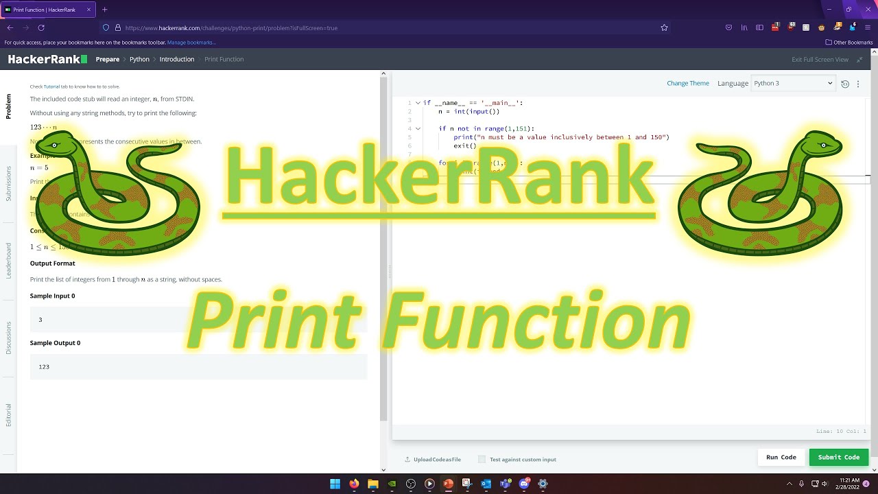 HackerRank (Python): Print Function