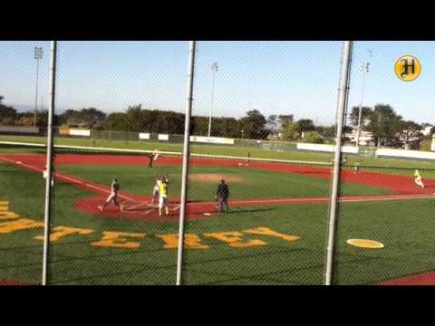 Anthony Russo's two out single in the fifth scores two runs for Monterey to give them a 5-1 lead ove
