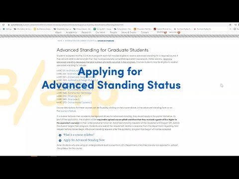Applying for Advanced Standing for Graduate Architecture Students: Dept of Architecture - UB