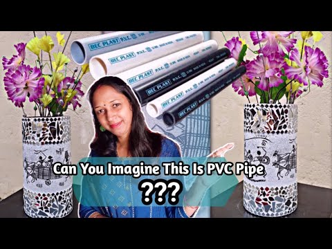 Transform Waste PVC Pipe into Stunning Flower Vase//DIY Mosaic Flower Vase With Warli Art🎨