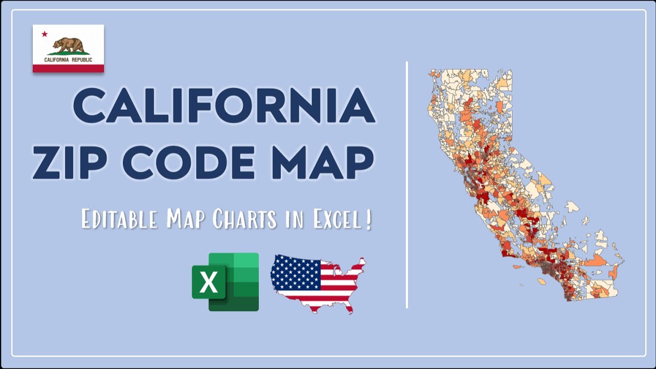 California Zip Code Map in Excel - Zip Codes List and Population Map