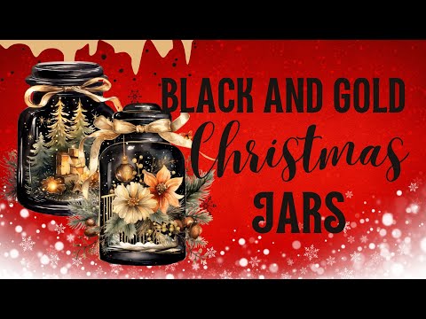 Beautiful Black and Gold Christmas Jar Clipart Collection #Christmas2023