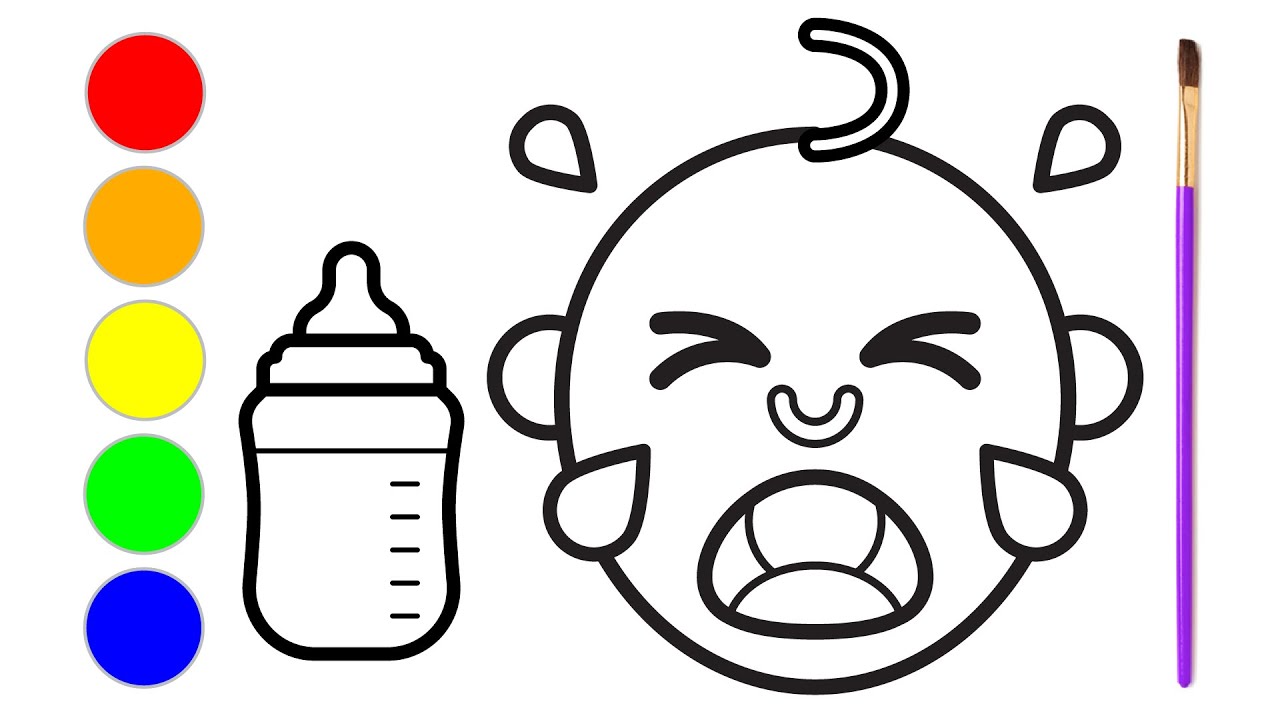 Vizatime per femije: Bebi dhe biberoni | coloring a baby and milk bottle
