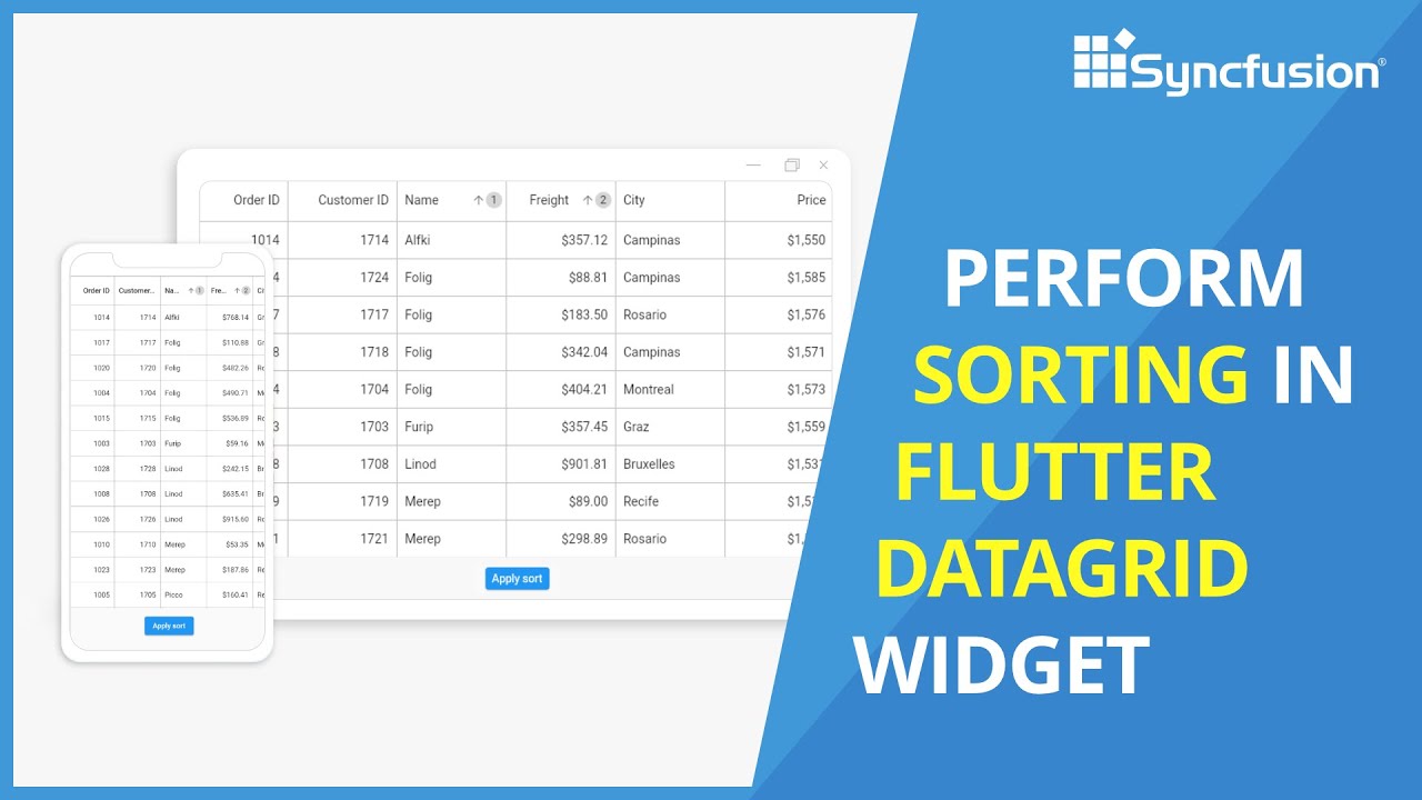 Perform Sorting in Flutter DataGrid Widget