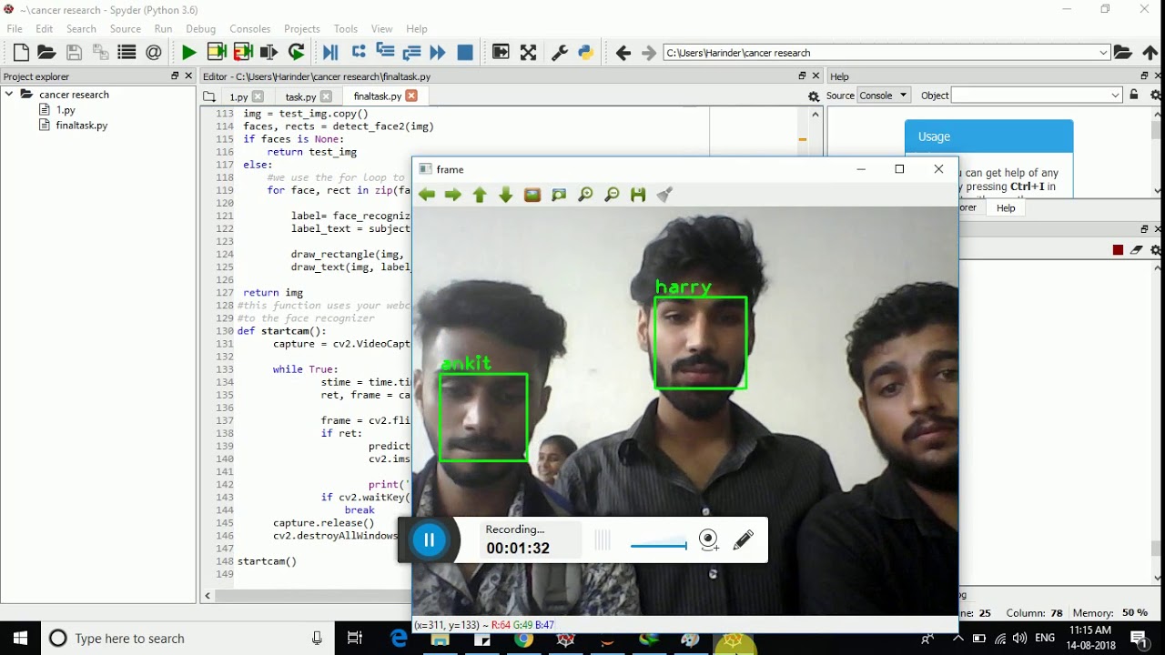 Multiple face recognition using opencv