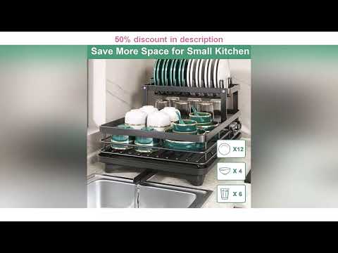 Best product reviews : Dish Drying Rack for Kitchen Counter - Large Dish Rack with Drainboard