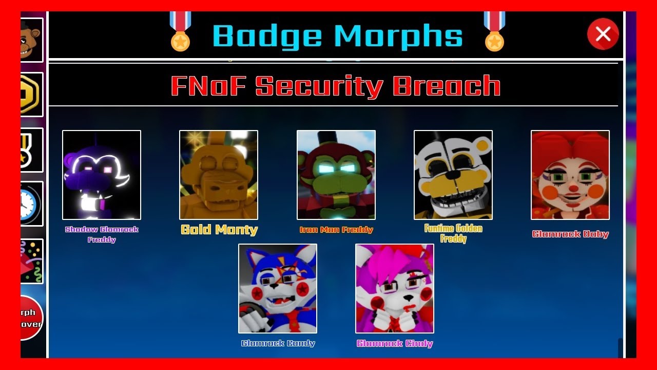 ALL BADGES in FNAF SECURITY BREACH MULTIVERSE RP 2026 Roblox