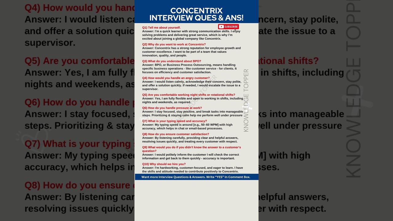 Concentrix Interview Questions and Answers