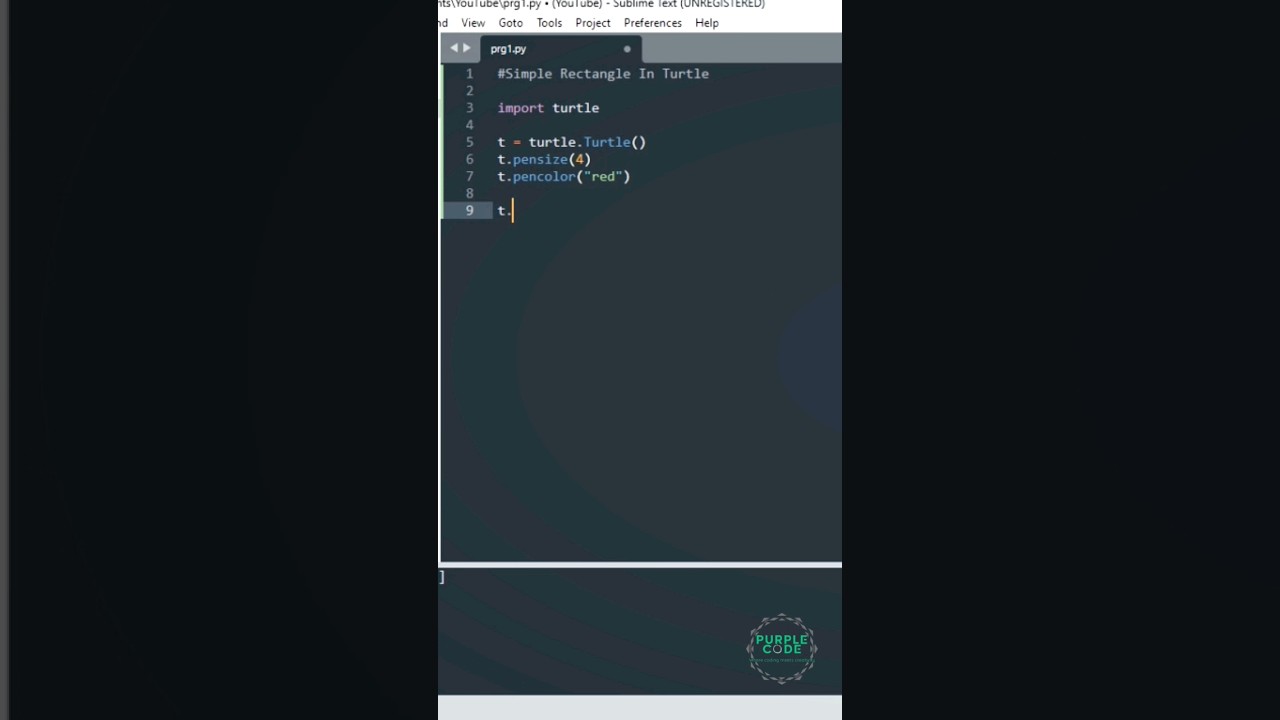 Learn Python Turtle: Drawing Rectangles made easy || @PurpleCode404  ||  #python #pythonprogramming