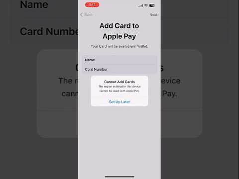 Cannot Add Cards: The Region Setting for This Device Cannot Be Used with Apple Pay #iphone