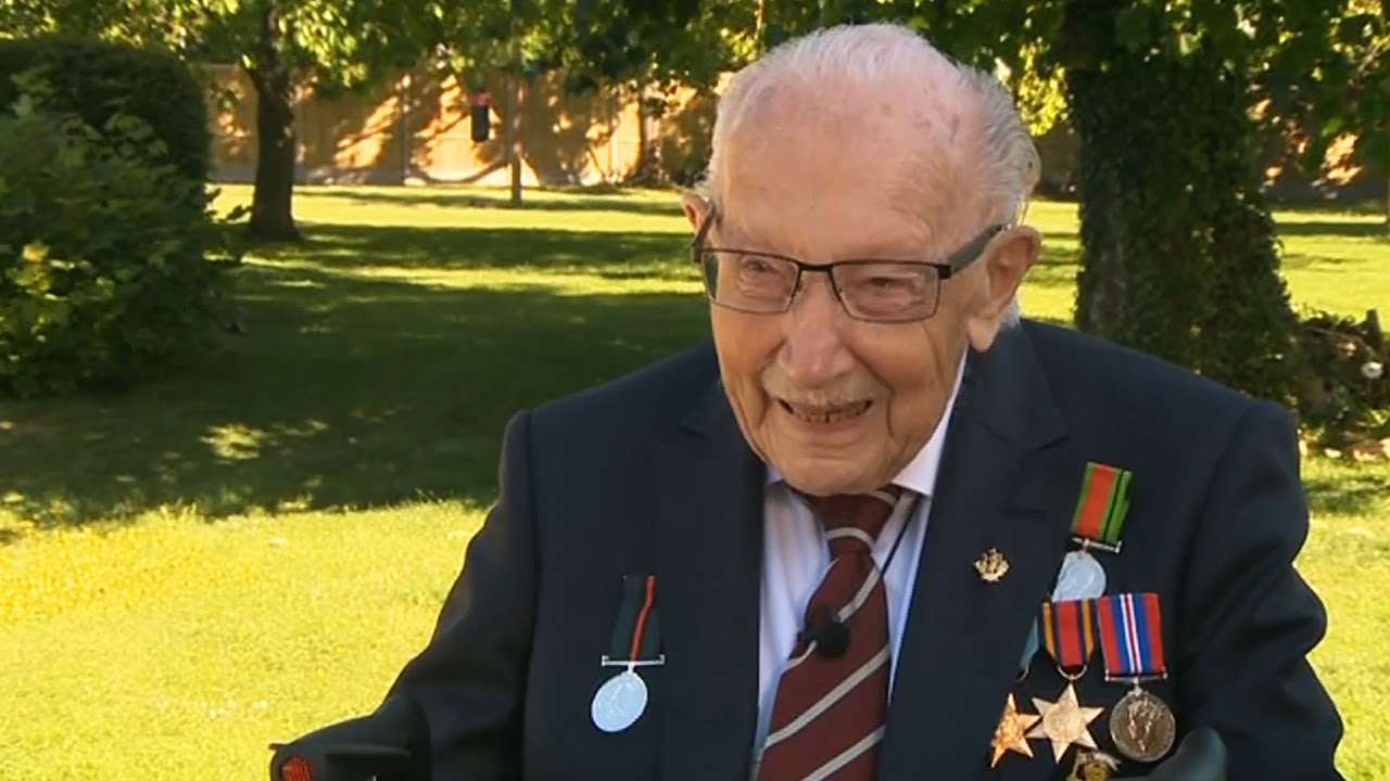 Sir Tom Moore: 100-year-old fundraising veteran 'overawed' to be given ...