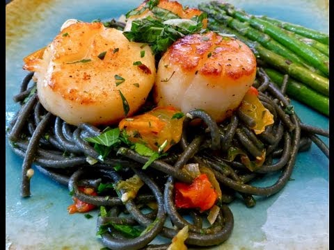 Recipe for Squid Ink Pasta with Scallops - The Solo Cook