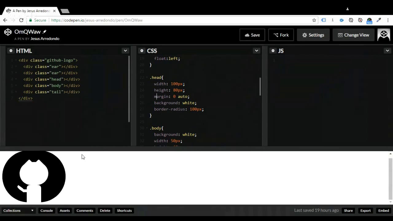 CSS Github Logo Shape  - Jesus Arredondo
