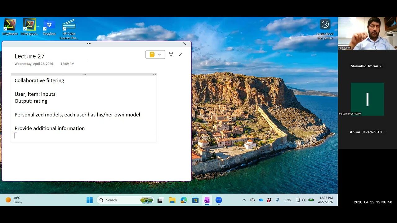 CS 432 - Lecture 27, Content-based Recommender Systems, Evaluations