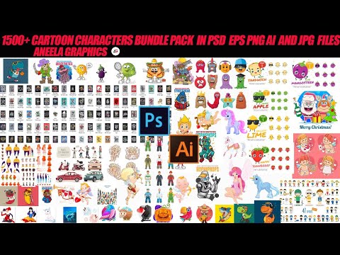 1500+ Cartoon Characters Bundle Pack In PSD PNG AI EPS and JPG Files | Aneela Graphics |