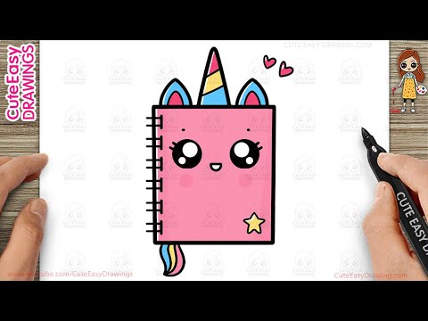 How to Draw Cute Unicorn Notebook Easy Step-By-Step Drawing and Coloring for Kids and Toddlers